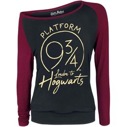 Harry Potter Platform 9 3/4 Langarmshirt schwarz bordeaux in L