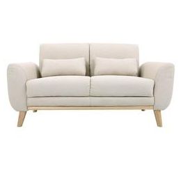 Miliboo Design-Sofa 2 Plätze Stoff naturfarben und Eichenbeine EKTOR