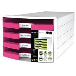 HAN Schubladenbox IMPULS pink 1013-56, DIN C4 mit 4 Schubladen