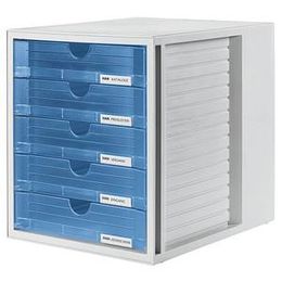 HAN Schubladenbox blau-transparent 1450-64, DIN A4 mit 5 Schubladen