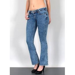 ESRA Bootcut-Jeans B400 Damen Bootcut Jeans Low Waist