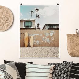 Bilderwelten Poster Strand beige Motiv matt gl&auml;nzend selbstklebend - Leb deinen Traum in Kalifornien - Landschaft Wohnzimmer Schlafzimmer