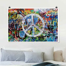 Bilderwelten Poster Spr&uuml;che bunt Shabby Graffiti - Graffiti Wall Peace Sign - Spr&uuml;che Jugendzimmer