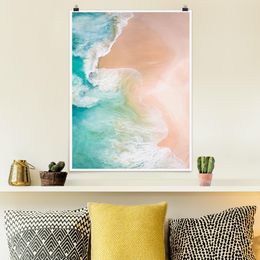 Bilderwelten Poster Strand t&uuml;rkis Motiv matt gl&auml;nzend selbstklebend - Kuss des Ozeans - Meerblick Wohnzimmer Schlafzimmer