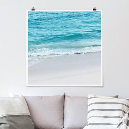 Bilderwelten Poster Strand t&uuml;rkis Motiv matt gl&auml;nzend selbstklebend - Sanfte Wellen in Malibu - Landschaft Wohnzimmer Schlafzimmer