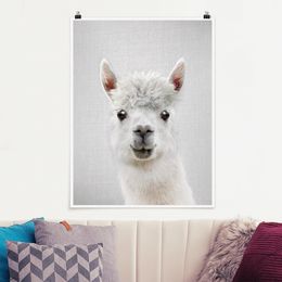 Bilderwelten Poster Tiere schwarz weiss Motiv matt gl&auml;nzend selbstklebend - Lama Lars - Kinderzimmer Baby M&auml;dchen Jungen