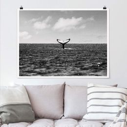 Bilderwelten Poster Strand schwarz weiss Motiv matt gl&auml;nzend selbstklebend - Fluke im Ozean - Meerblick Wohnzimmer Schlafzimmer