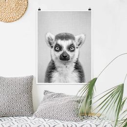 Poster Lemur Ludwig Schwarz Wei&szlig;