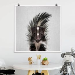 Bilderwelten Poster Tiere schwarz weiss Motiv matt gl&auml;nzend selbstklebend - Stinktier Stuart - Kinderzimmer Baby M&auml;dchen Jungen