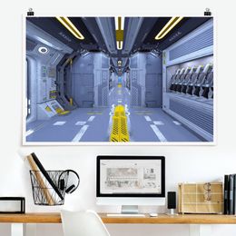 Bilderwelten Poster grau Digital Art 3D-Effekt - Sci-Fi Raumschiff Innenraum - Jugendzimmer