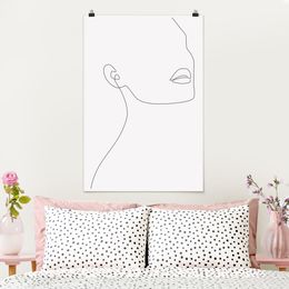 Bilderwelten Poster Portrait schwarz weiss modern matt gl&auml;nzend selbstklebend - Line Art - Minimalistische Sch&ouml;nheit - Wohnzimmer Schlafzimmer