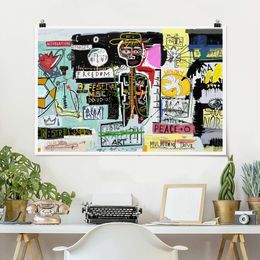 Bilderwelten Poster bunt Illustration Steinoptik - Abstract Graffiti Art - Backstein Jugendzimmer