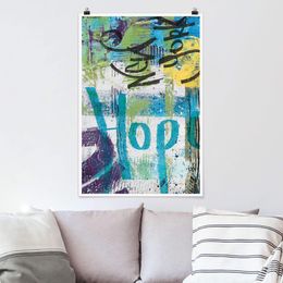 Bilderwelten Poster blau Shabby Graffiti - Brooklyn Graffiti II - Worte Jugendzimmer