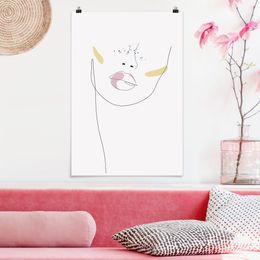 Bilderwelten Poster Portrait pastell modern matt gl&auml;nzend selbstklebend - Line Art - Sommersprossen - Wohnzimmer Schlafzimmer