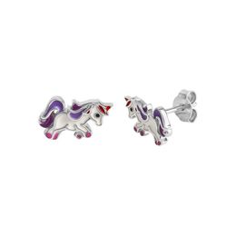 Firetti Paar Ohrstecker Schmuck Geschenk Silber 925 Ohrschmuck Einhorn, bunt|lila|rosa|rot|schwarz|silberfarben|weiß