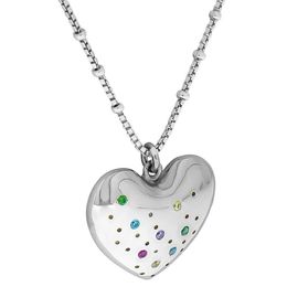 Firetti Kette mit Anhänger Schmuck Geschenk Silber 925 Halsschmuck Halskette Venezianer Herz, mit Zirkonia (synth), blau|bunt|gelb|grün|silberfarben