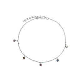 Firetti Fußkette mit Anhänger Schmuck Geschenk Silber 925 Körperschmuck Erbskette, mit Zirkonia (synth), blau|bunt|gelb|grün|lila|silberfarben