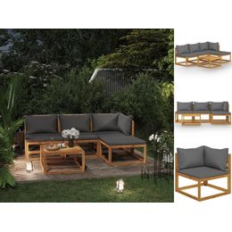 vidaXL Garten-Essgruppe 5-tlg Garten Lounge Set mit Auflage Massivholz Akazie Holz Sitzgruppe
