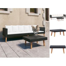 vidaXL Garten-Essgruppe 2-tlg Garten Lounge Set mit Auflagen Polyrattan Schwarz Sitzgruppe Set