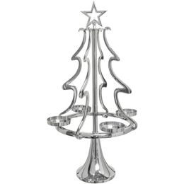my home Adventsleuchter Tannenbaum, Weihnachtsdeko (1 St), Kerzenständer aus Aluminium, Höhe 86 cm, silberfarben