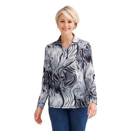 Poloshirt Classic Basics "Winter-Shirt" Gr. 48, schwarz (schwarz, bedruckt) Damen Shirts Jersey