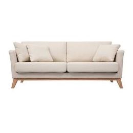 Miliboo 3-sitziges skandinavisches Sofa mit beigem abnehmbarem Bezug und Holzfüßen OSLO