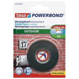 Tesa Montageband POWERBOND Outdoor 55750 doppelseitiges Klebeband 19,0 mm x 1,5 m 1 Rolle