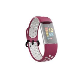 Hama Smartwatch-Armband Sportarmband für Fitbit Charge 5, atmungsaktives Uhrenarmband, grau