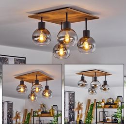 hofstein Vouhet Deckenleuchte Braun, Holzoptik, Schwarz, 4-flammig