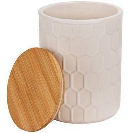 Wenko Vorratsdose Maya, Keramik, (1-tlg), FSC, Vorratsdose aus Keramik mit Bambus-Deckel, weiß