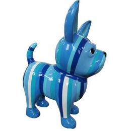 Casa Padrino Skulptur Designer Dekofigur Chihuahua Hund Blau / Weiß H. 55 cm