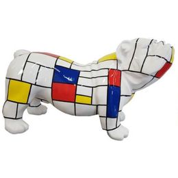 Casa Padrino Skulptur Designer Dekofigur Hund Bulldogge Weiß / Mehrfarbig 55 x H. 32 cm