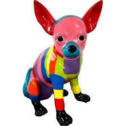 Casa Padrino Skulptur Designer Dekofigur Chihuahua Hund Bunt H. 30 cm