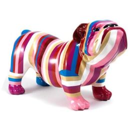 Casa Padrino Skulptur Designer Dekofigur Hund Bulldogge Mehrfarbig Gestreift 55 x H. 32 cm