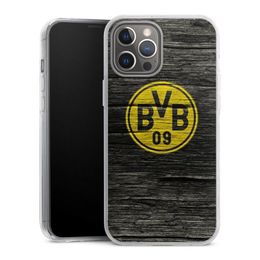 DeinDesign Handyhülle Borussia Dortmund BVB Holzoptik BVB Holzoptik, Apple iPhone 12 Pro Max Hülle Bumper Case Handy Schutzhülle, weiß