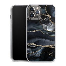 DeinDesign Handyhülle Glitzer Look Marmor Trends Dark marble gold Glitter look, Apple iPhone 12 Pro Max Hülle Bumper Case Handy Schutzhülle, weiß