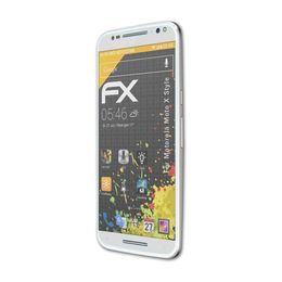 atFoliX Schutzfolie für Motorola Moto X Style, (3 Folien), Entspiegelnd und stoßdämpfend, weiß