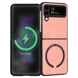 Wigento Handyhülle Für Samsung Galaxy Z Flip4 5G Design MagSafe Magnetic Hart Cover Handy Tasche Hülle Etuis Pink