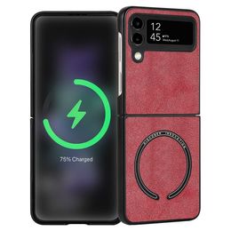 Wigento Handyhülle Für Samsung Galaxy Z Flip4 5G Design MagSafe Magnetic Hart Cover Handy Tasche Hülle Etuis Rot
