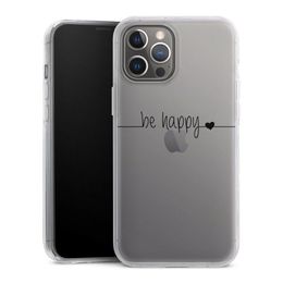 DeinDesign Handyhülle Statement Glück Motiv ohne Hintergrund be happy transparent, Apple iPhone 12 Pro Max Hülle Bumper Case Handy Schutzhülle, weiß