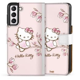 DeinDesign Handyhülle Hello Kitty Fanartikel Hanami Hello Kitty - Magnolia, Samsung Galaxy S21 5G Hülle Handy Flip Case Wallet Cover, weiß