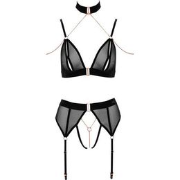 Abierta Fina BH plus Straps-Slip ouvert mit Samt-Details und roségoldfarbenen Accessoires