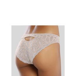 Lascana Tanga 'Evita' beige Gr. 36/38 für Damen. Mit Schmuckelement, Schleife, Spitze