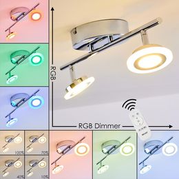 hofstein Lucy Deckenspot LED Chrom, 2-flammig, Fernbedienung, Farbwechsler