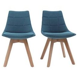 Miliboo Skandinavische Stühle mit Stoff in Blaugrün (2er-Set) MATILDE