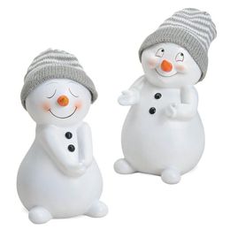 matches21 HOME & HOBBY matches21 HOME & HOBBY Dekofigur Schneemann Figuren 2er graue Mützen 19cm (2 St)