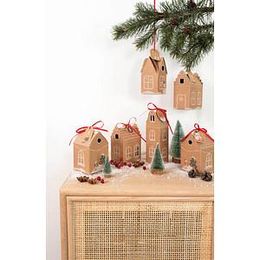 Folia Adventskalender Hygge Dorf natur, weiß, rot