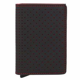 Secrid Slimwallet Perforated Kreditkartenetui RFID Leder 7 cm black-red