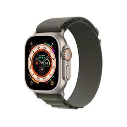 Apple Watch Ultra GPS + Cellular 49mm Titanium Case with Green Alpine Loop - Small