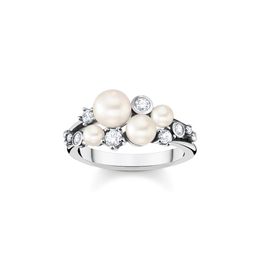 Thomas Sabo Ring Perlen mit weißen Steinen silber